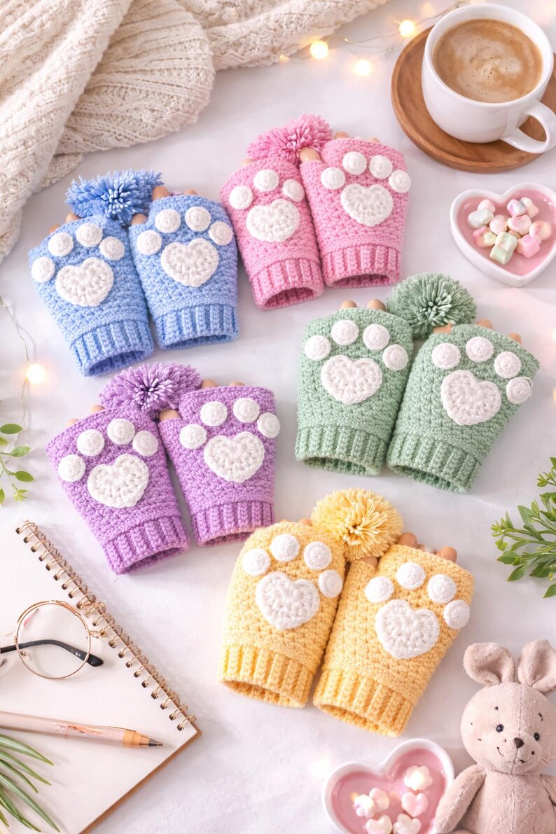 Cat Paw Crochet Gloves Pattern | Beginner Friendly Fingerless Gloves ...