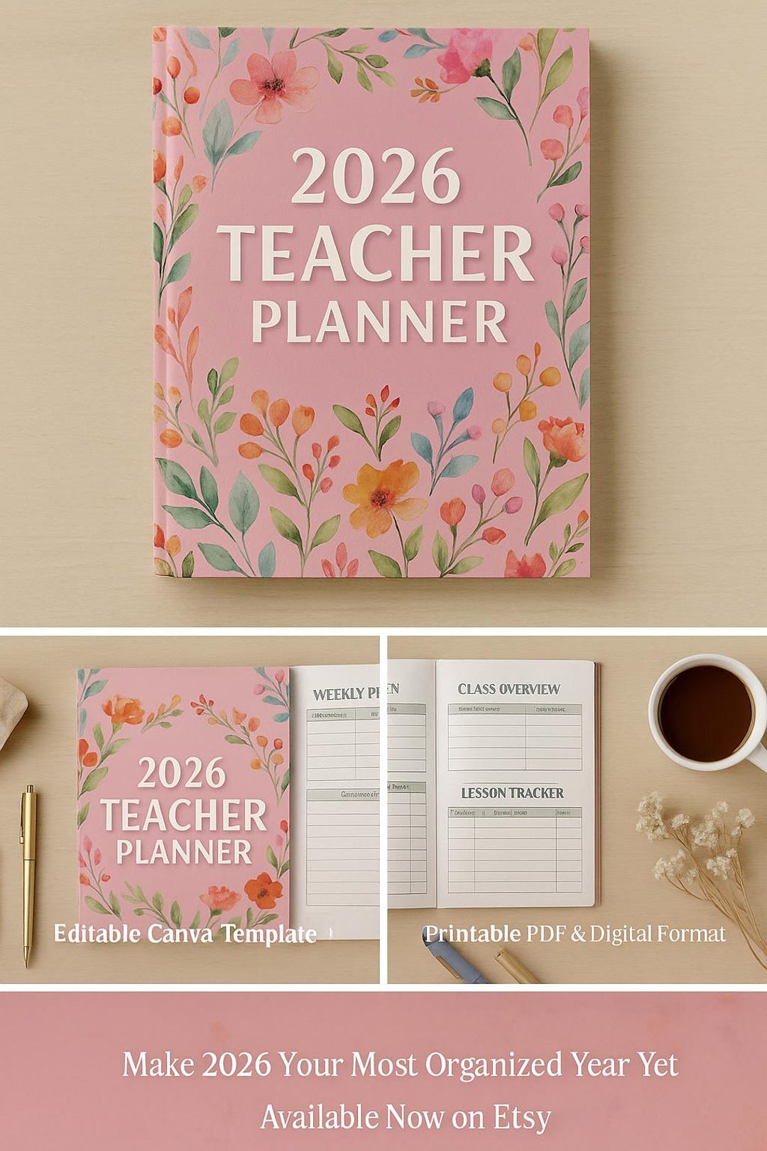 2026 Teacher Planner | Editable Canva Template (PDF) - Etsy