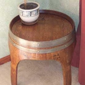 22" Solid Oak Wine Barrel End Table With Arch Legs Made by Wine Barrel ...