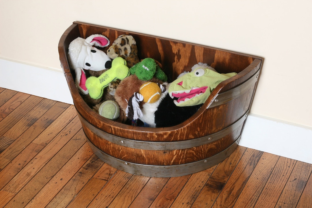 Wine Barrel Pet Toy Box, Solid Oak - Etsy