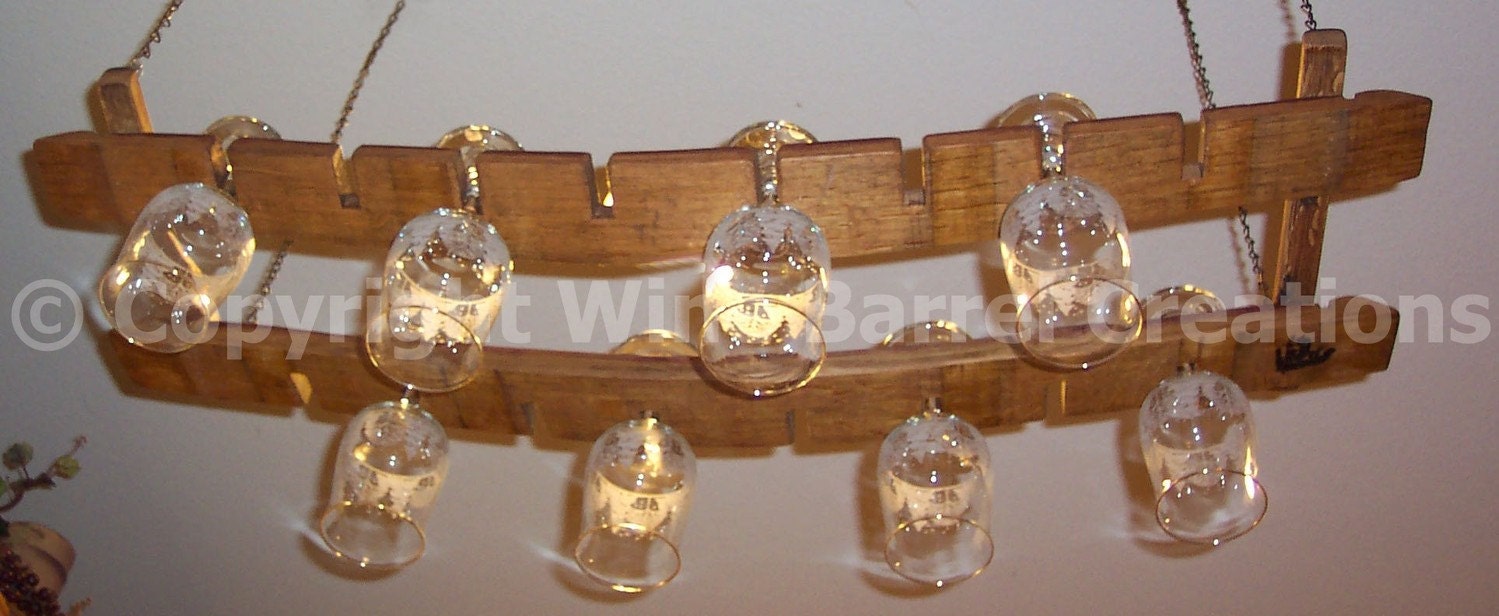 Hanging Oak Wine Barrel Stave Glass Rack Stemware Rack - Etsy