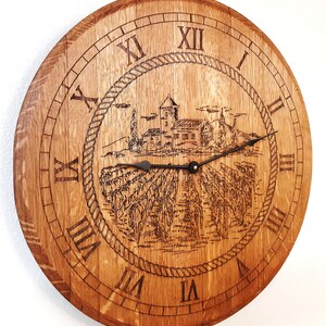 Wine Barrel Head Wall Clock With Winery Logo Laser Engraved by Wine ...