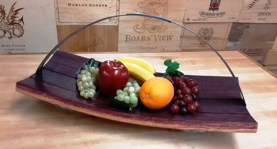 Wine Barrel Serving Tray / Breadboard With Handle, Fruit, Sushi or ...