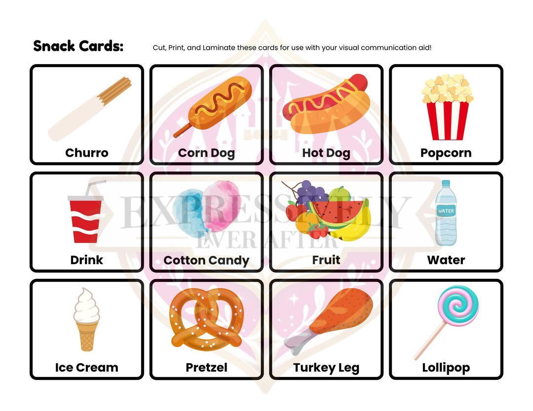 Theme Park Snack Cards *DIGITAL FILE* - Etsy