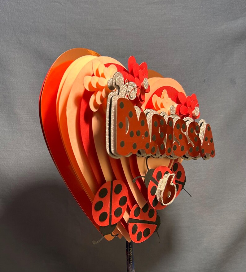 Layered Cake Topper | 3D Cardstock Design With Detachable Stick ...