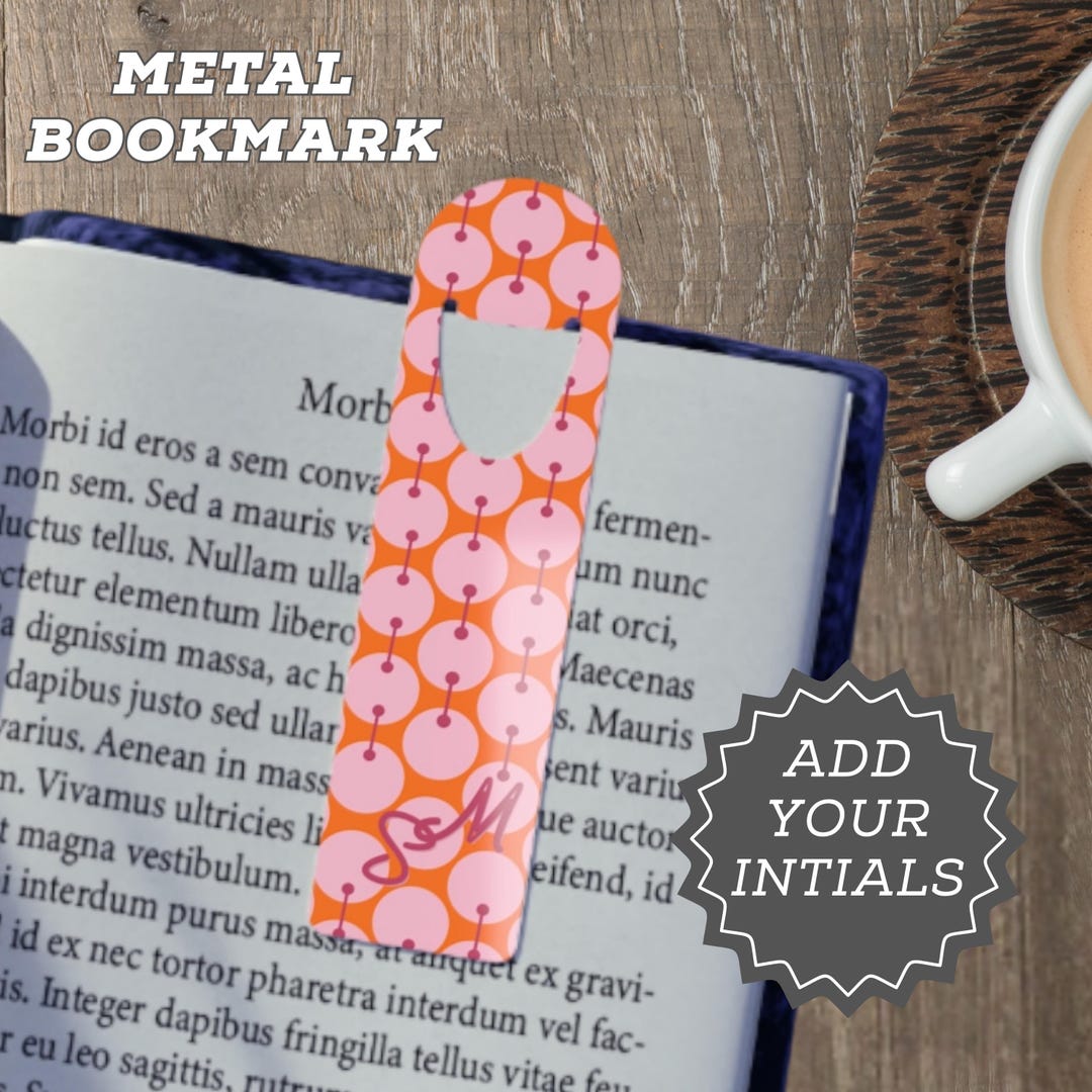 Retro Pink Orange Personalized Bookmark Metal Page Marker Cute ...