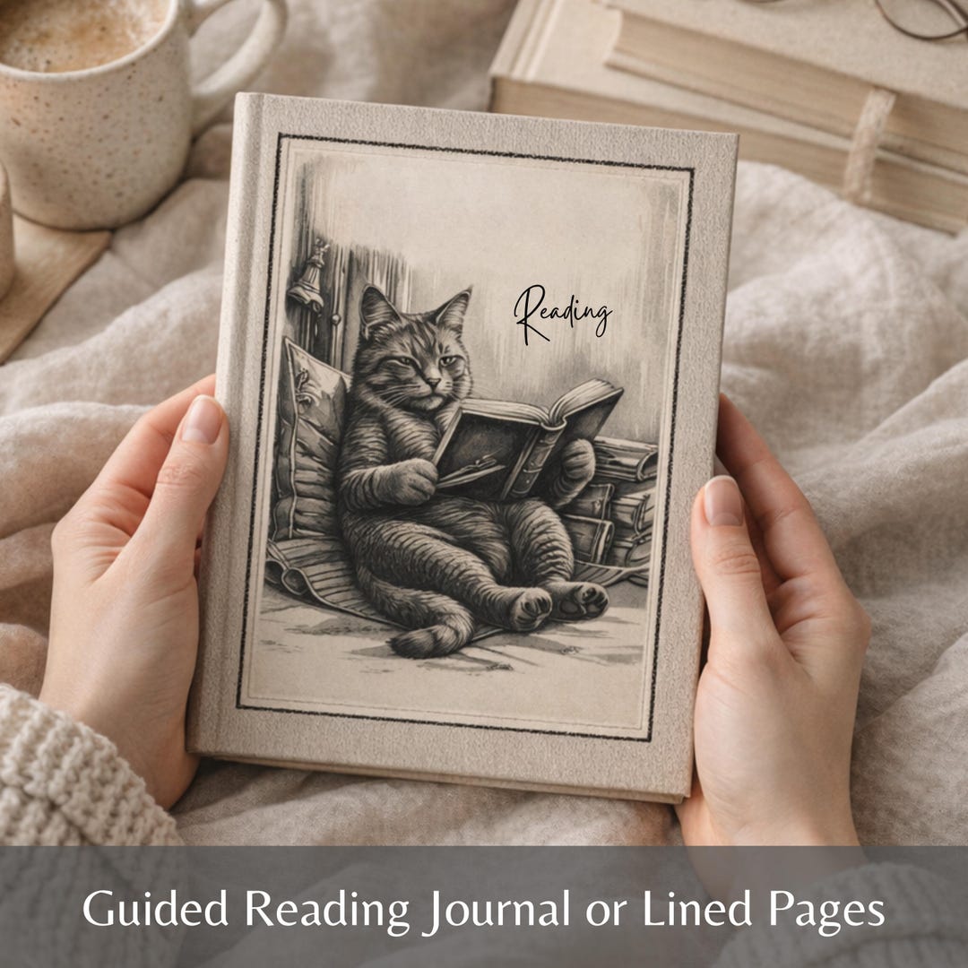 Cute Cat Reading Journal for Kitty Lovers Guided Book Tracker Review ...