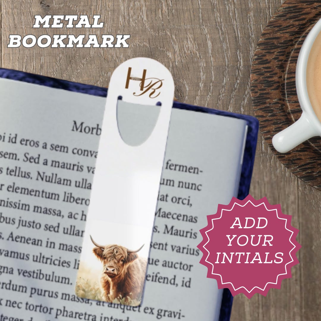 Personalized Highland Cow Bookmark Custom Rustic Western Page Marker ...