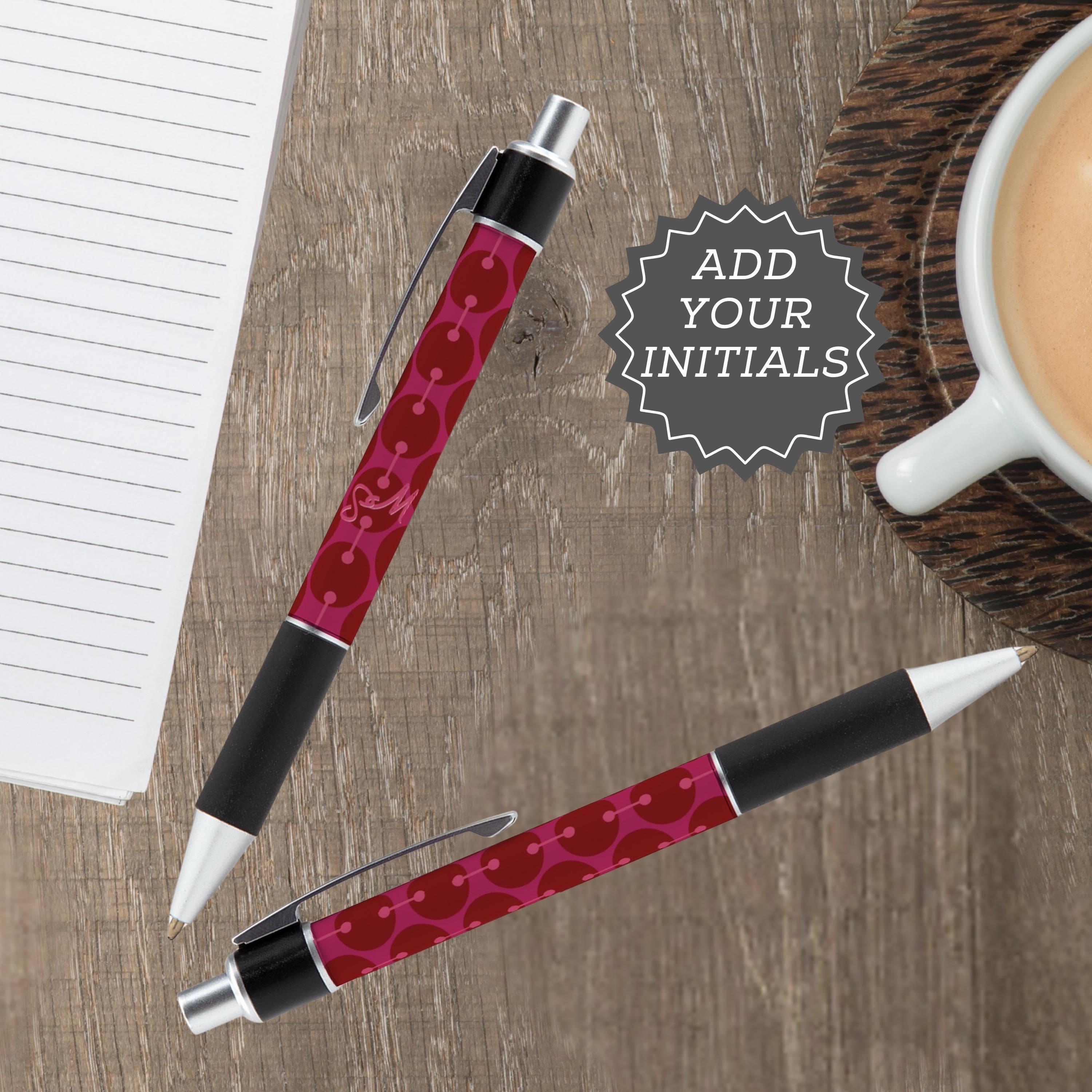 Custom Pen Burgundy Mid Century Retro Pattern Personalized Writer Gift ...