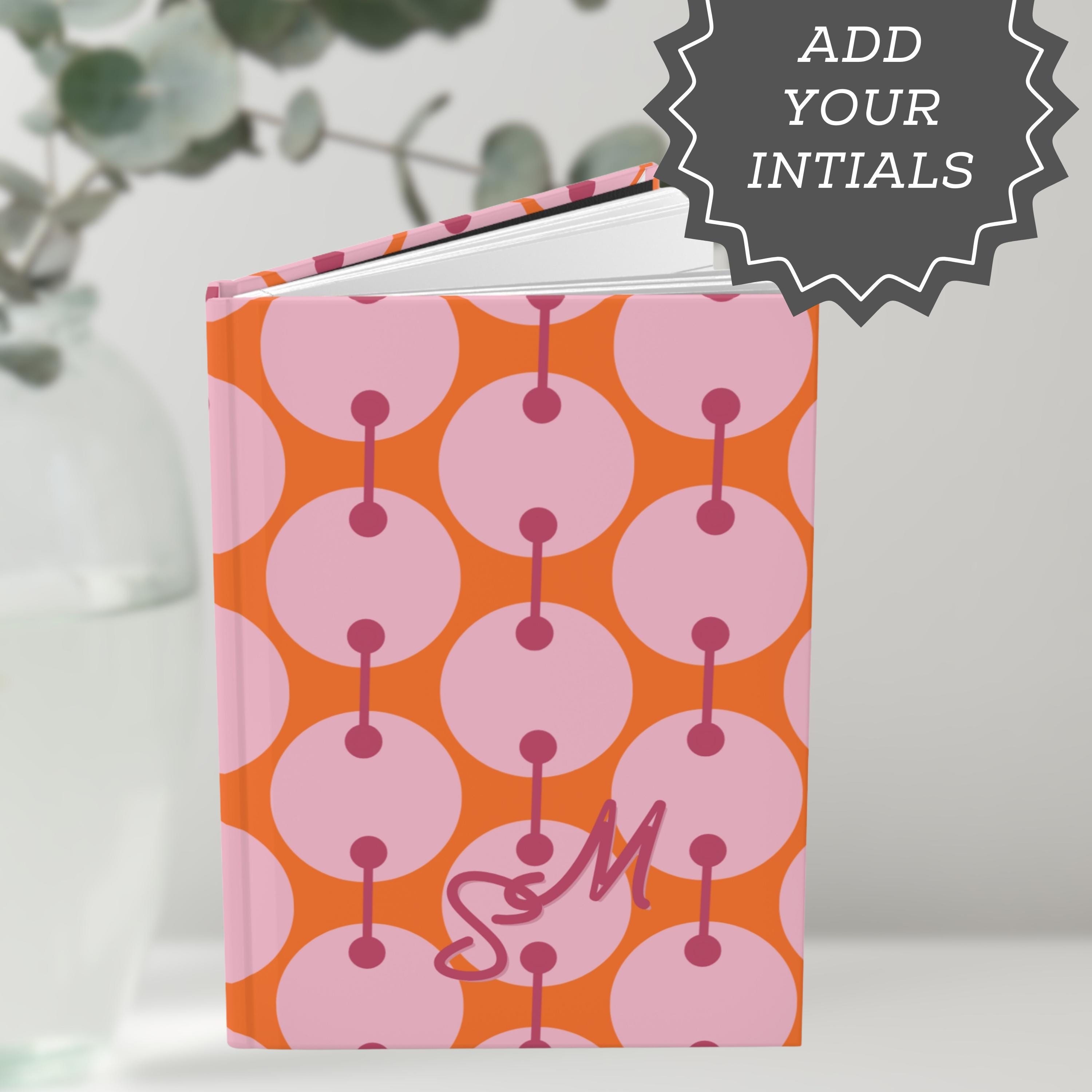 Cute Pink and Orange Journal With Initials Mid-century Groovy Aesthetic ...