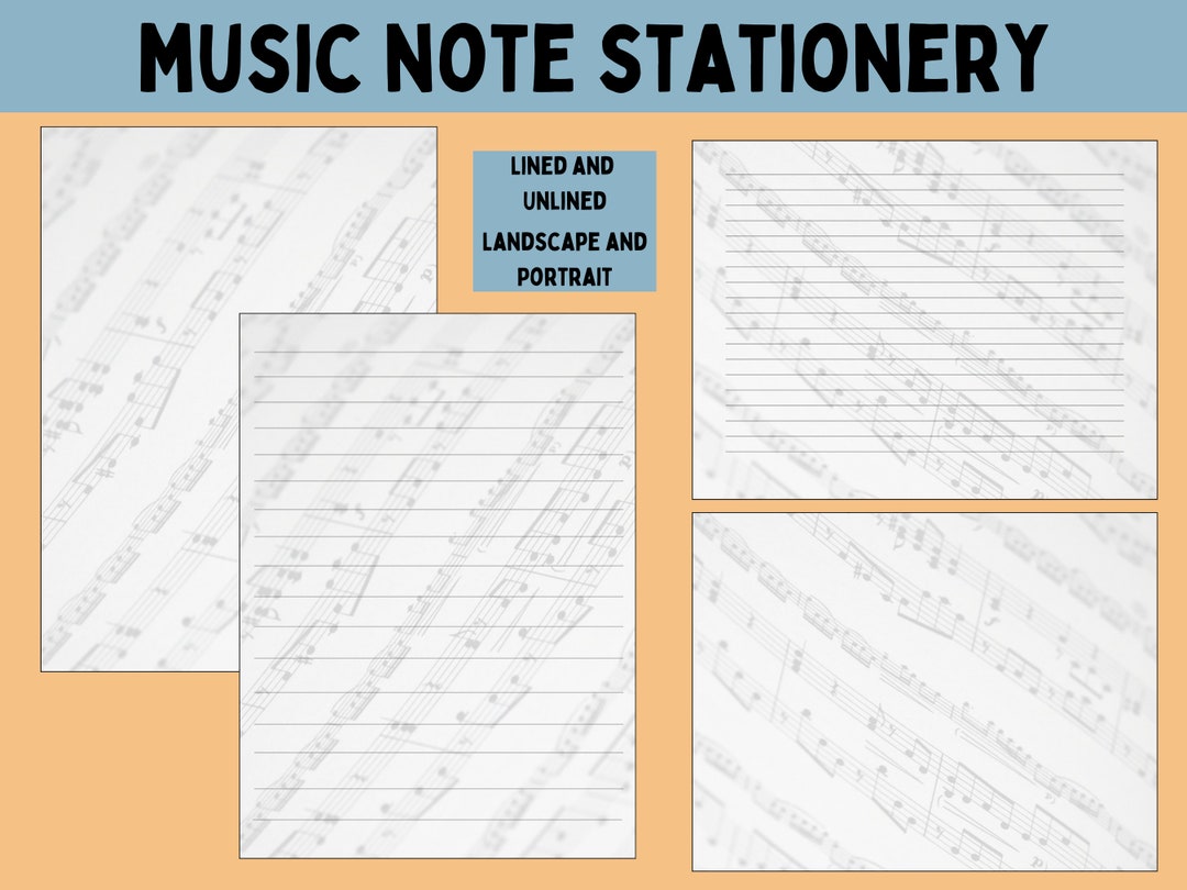Music Note Stationery Printable PDF Instant Download 8.5x11 Sheet Music ...