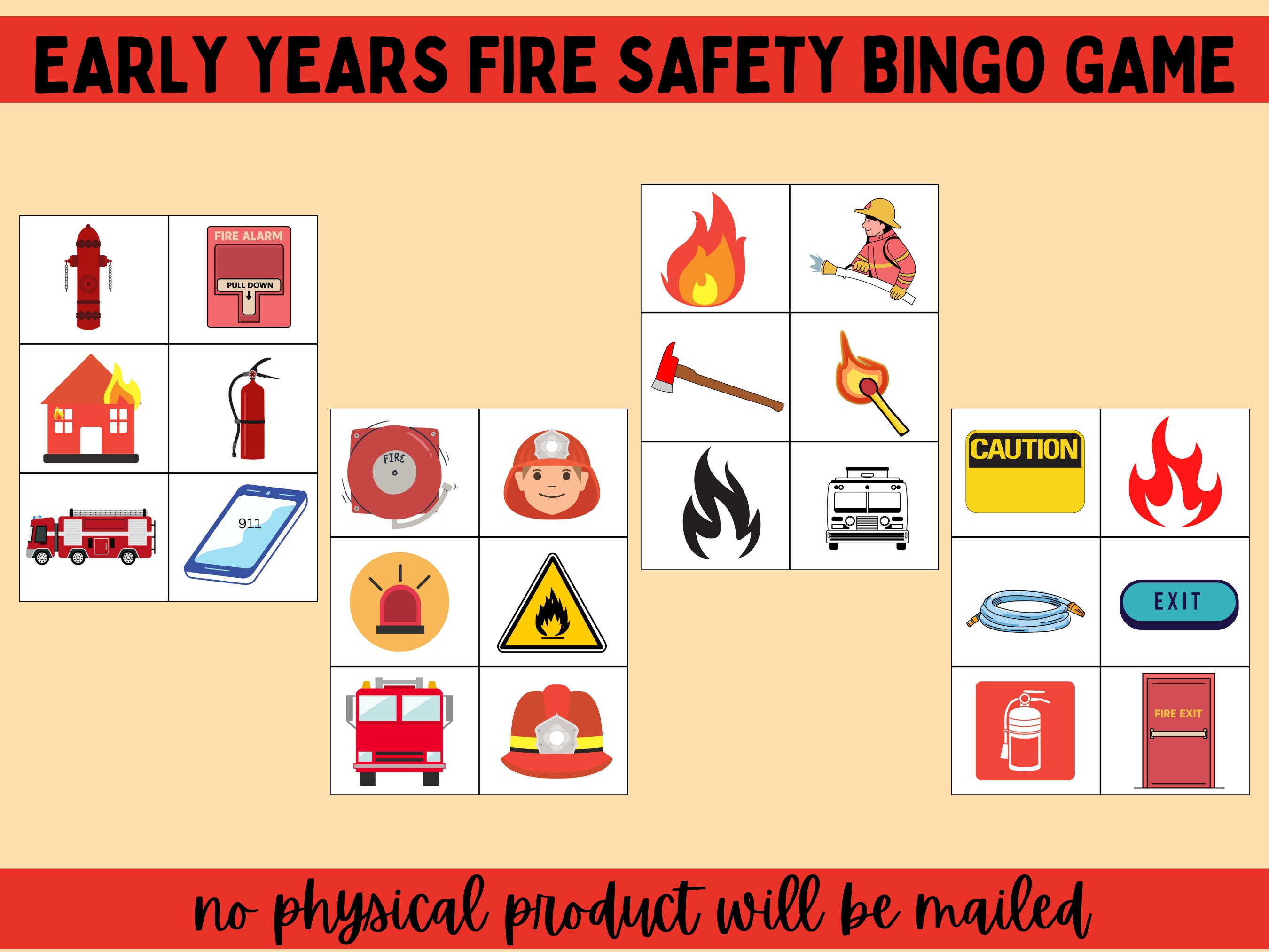 Early Years Fire Safety Bingo Game, Kindergarten Games, Bingo Games ...