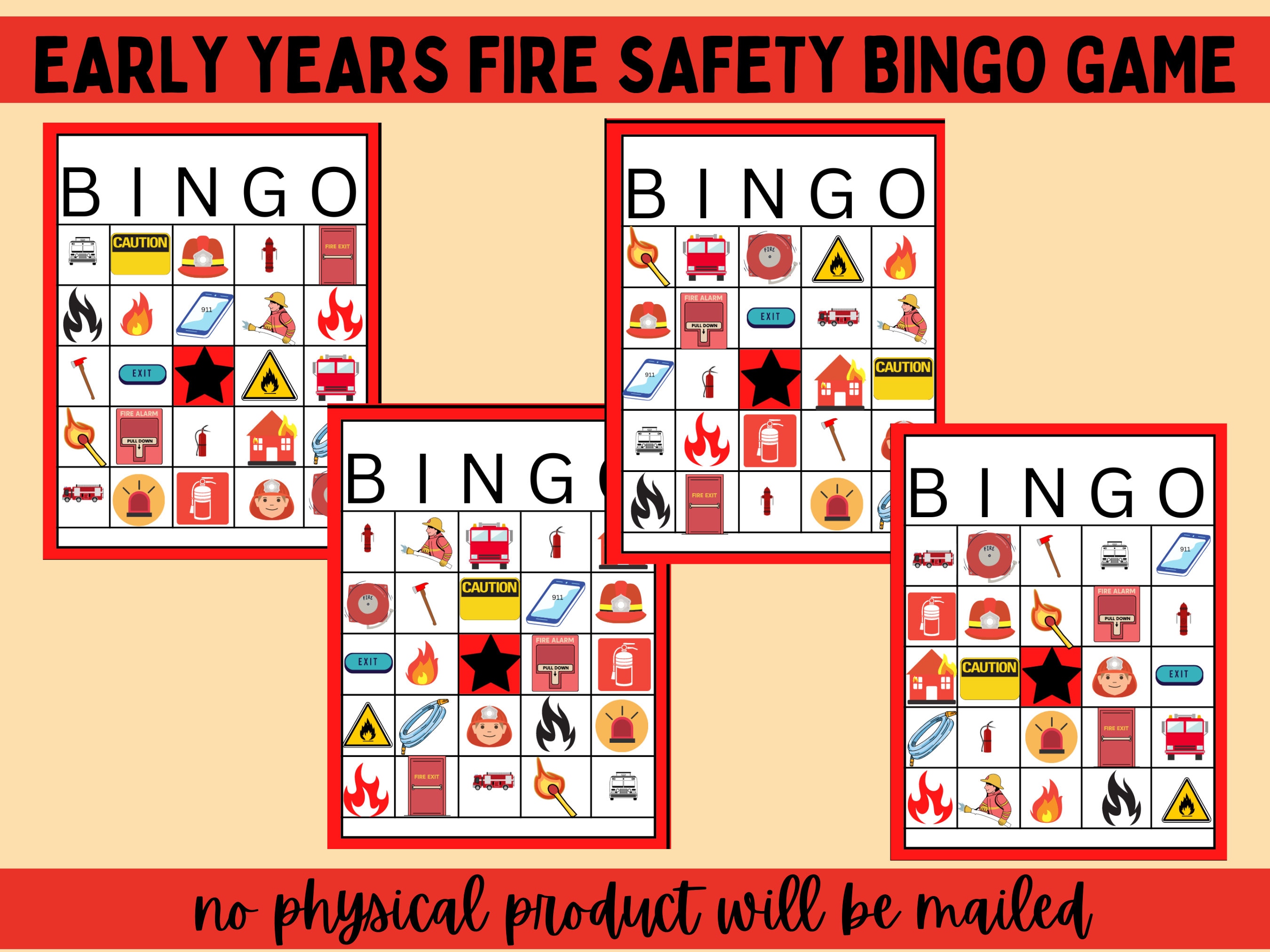 Early Years Fire Safety Bingo Game, Kindergarten Games, Bingo Games ...