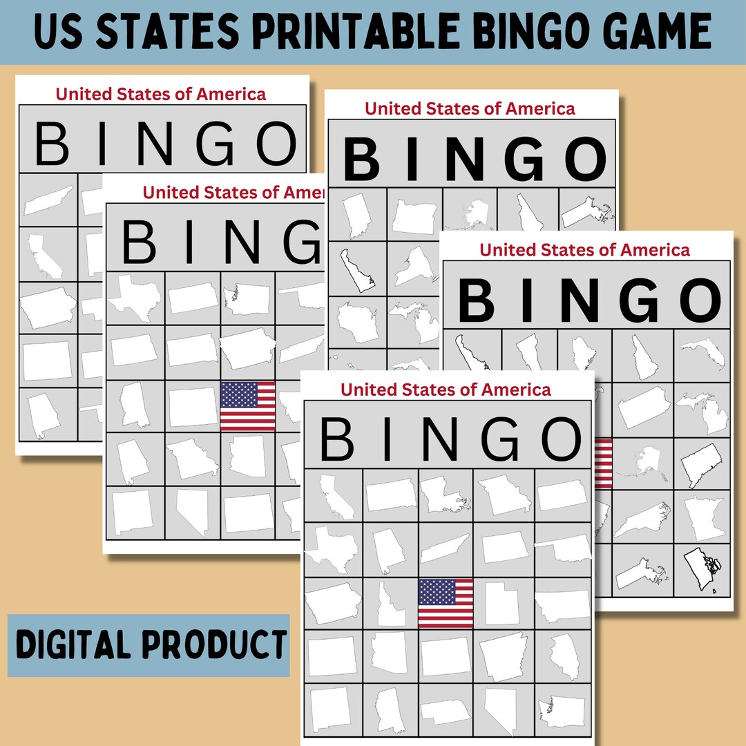 United States Geography Bingo Game and Flashcards/calling Cards Bundle ...