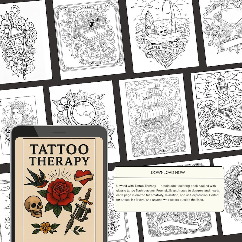 Coloring Book for Tattoo - Etsy UK