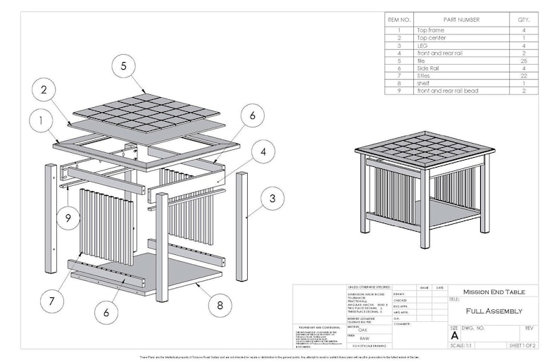 Mission Style End Table, Woodworking Plans and Instructions - Etsy