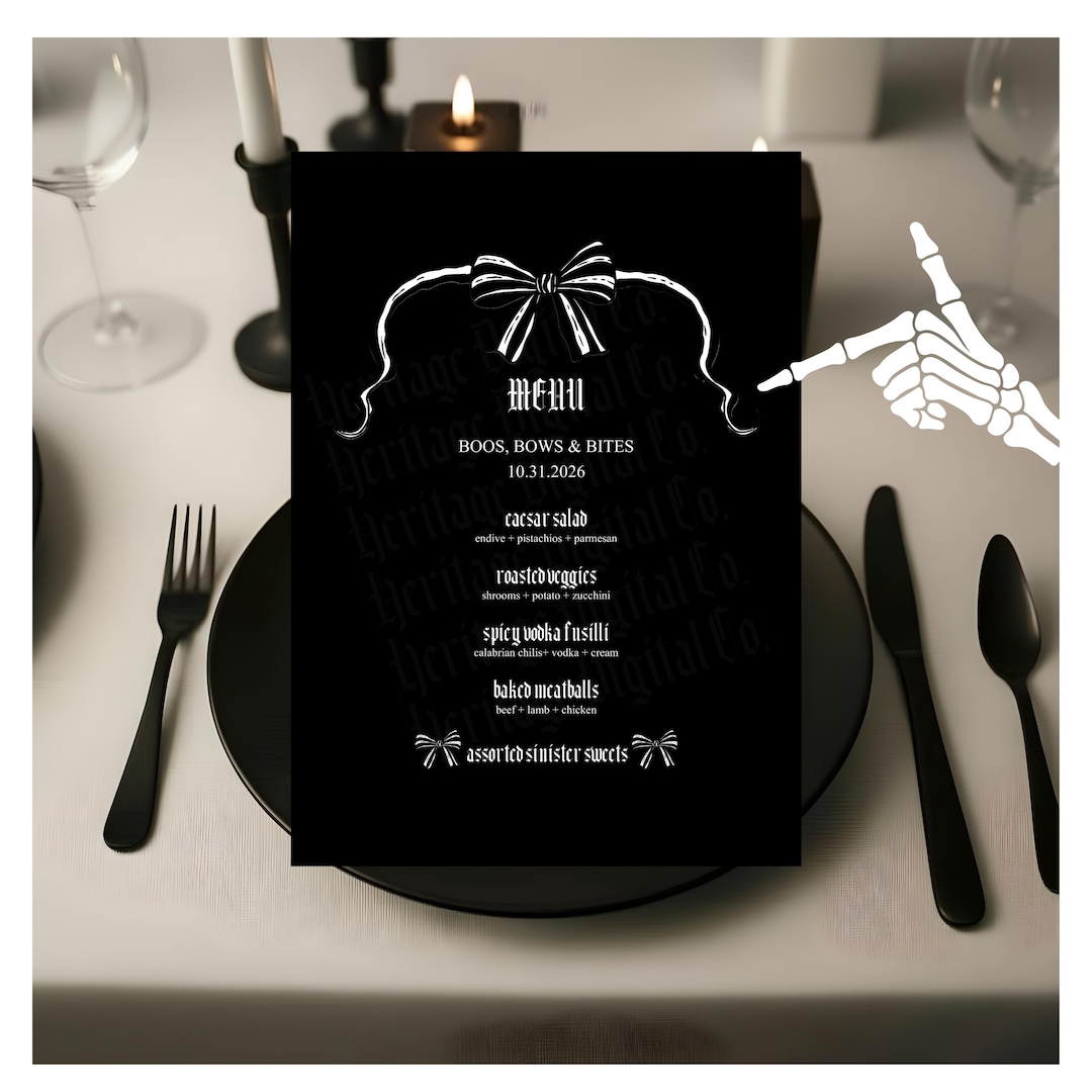 Gothic Halloween Dinner Menu Template: Spooky Chic Party Decor ...