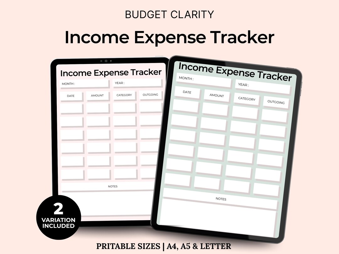 Income Expense Tracker | Monthly Budget Planner | Personal Finance ...