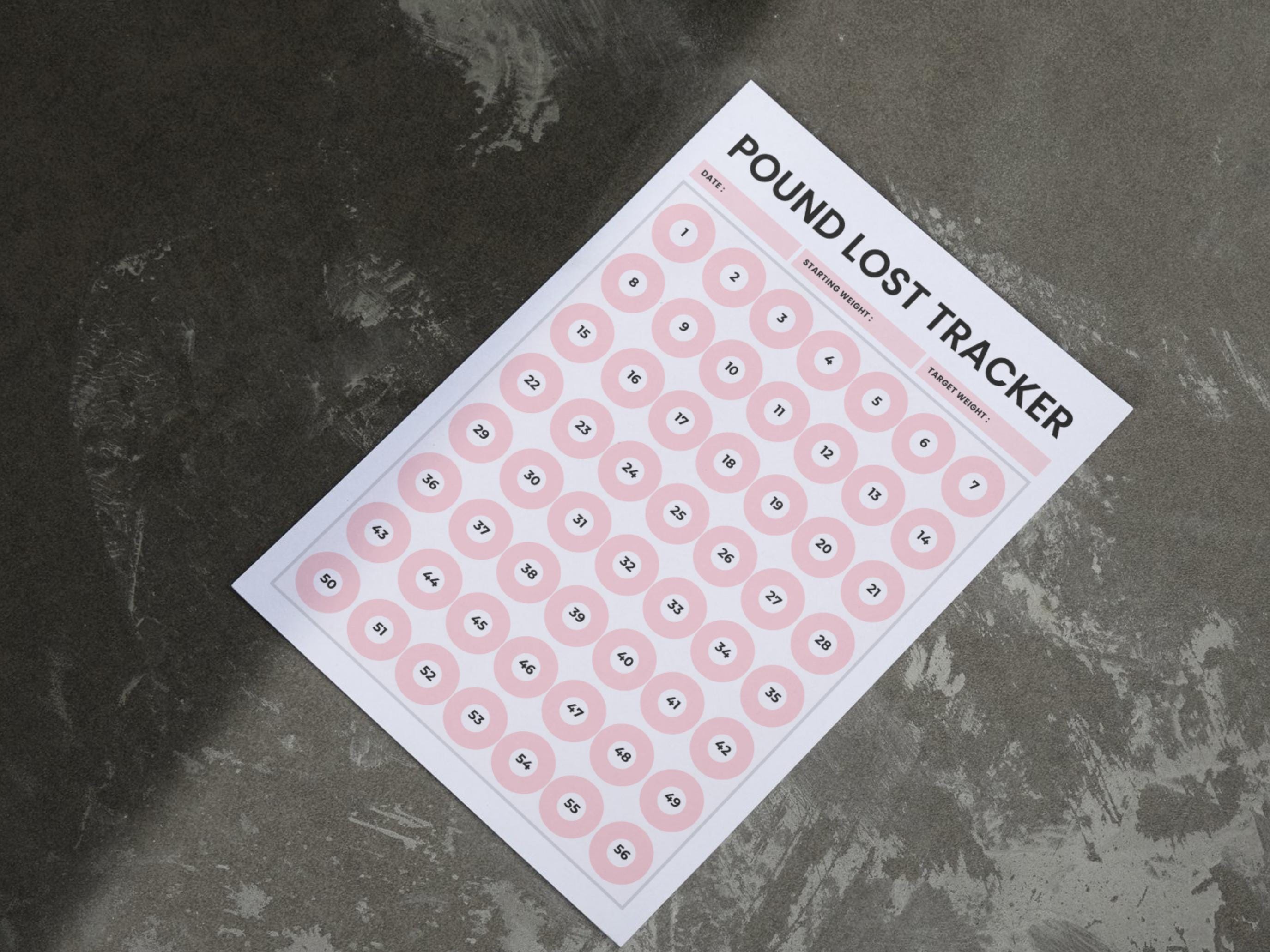 Pound Lost Tracker, Weight Loss Journal, Fitness Body Measurement Log ...