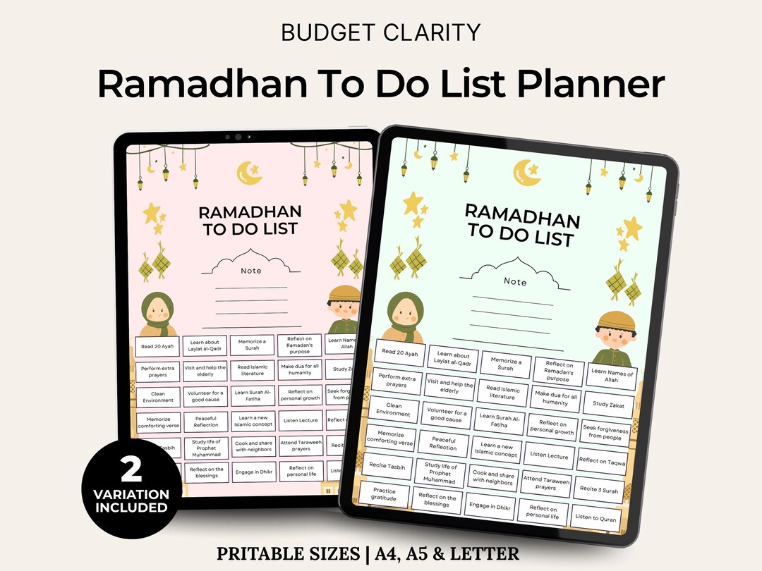 Ramadan To-do List Planner | Islamic Daily Task Organizer | Fasting ...