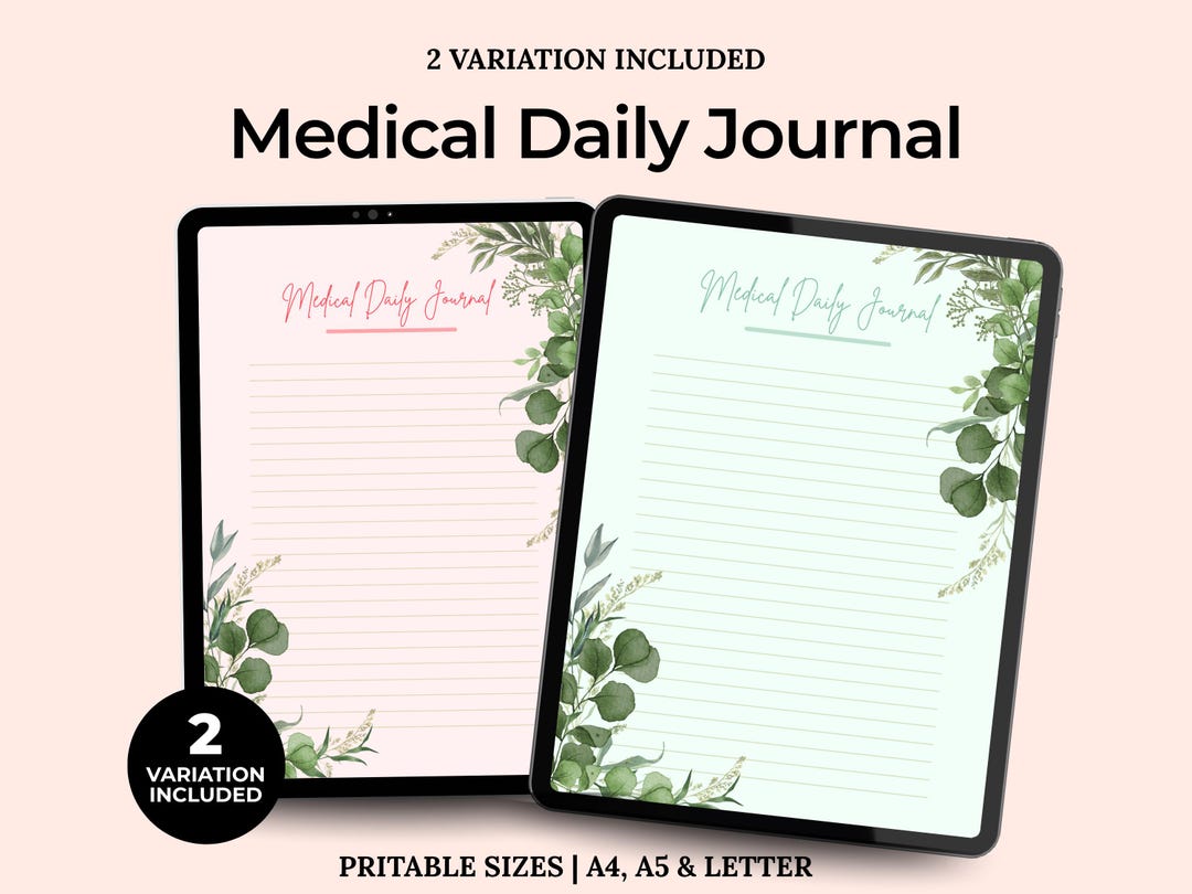 Medical Daily Journal, Symptom & Treatment Tracker, Health Log Book ...