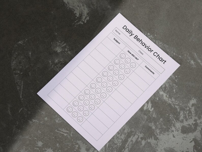 Daily Behavior Chart for Kids, Reward Tracker, Classroom Behavior ...