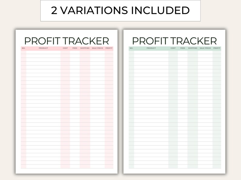 Profit Tracker Printable, Income and Expense Worksheet (PDF) - Etsy
