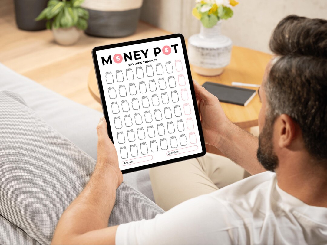 Money Pot Saving Tracker Printable, Digital Savings Challenge Planner ...