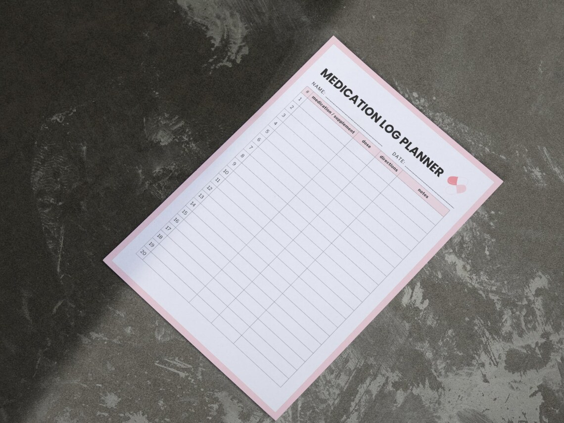 Medication Log Planner, Pill Tracker Printable, Daily Medicine Chart ...