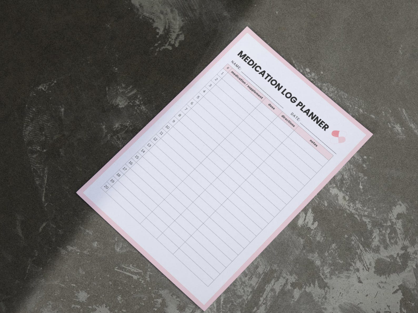 Medication Log Planner, Pill Tracker Printable, Daily Medicine Chart ...