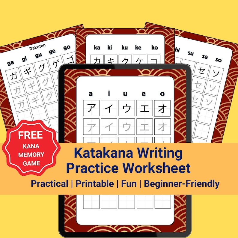 Katakana Writing Practice Sheet | Printable Japanese Alphabet Worksheet ...