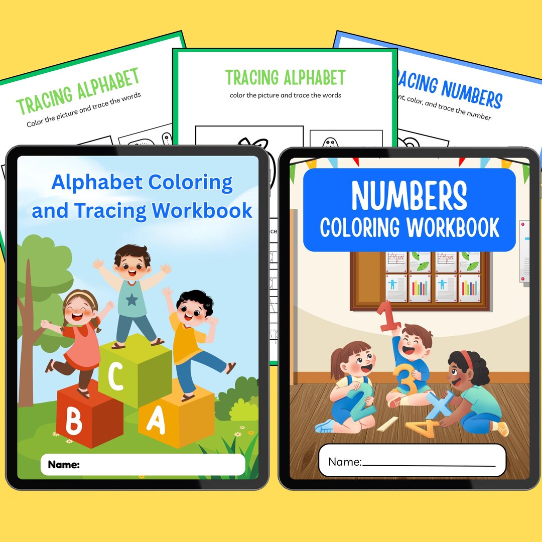 Alphabet & Numbers Coloring Books for Kids | Printable Coloring Pages ...