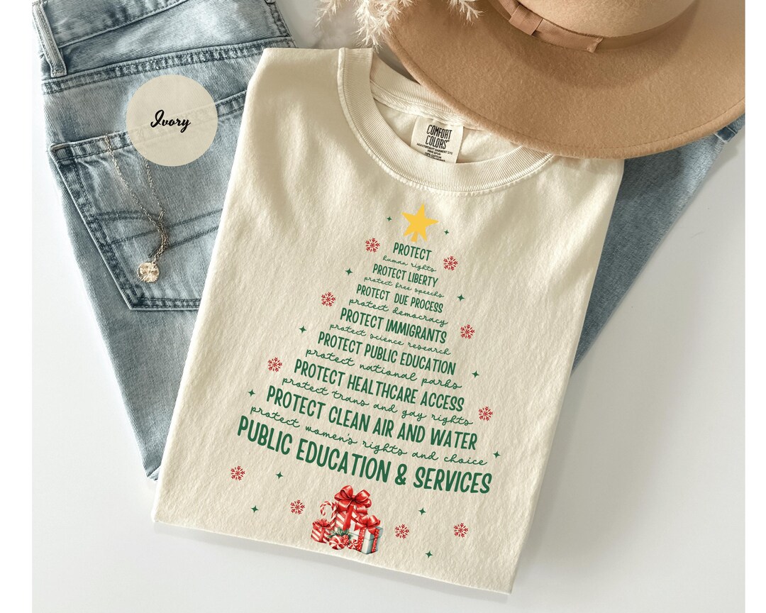 Comfort Colors® Anti Trump Christmas Shirt, Protect Democracy Christmas ...