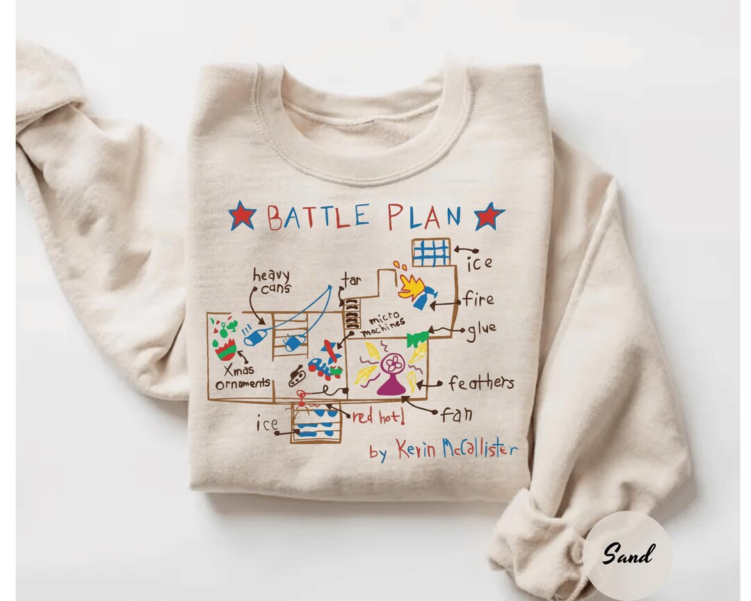 Home Alone Battle Plan Map T-shirt, Christmas Battle Plan Shirt, Funny ...