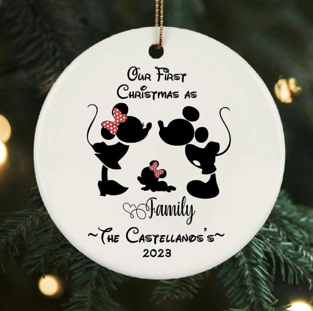 Personalized Disney First Christmas as a Family Ornament, New Parents ...