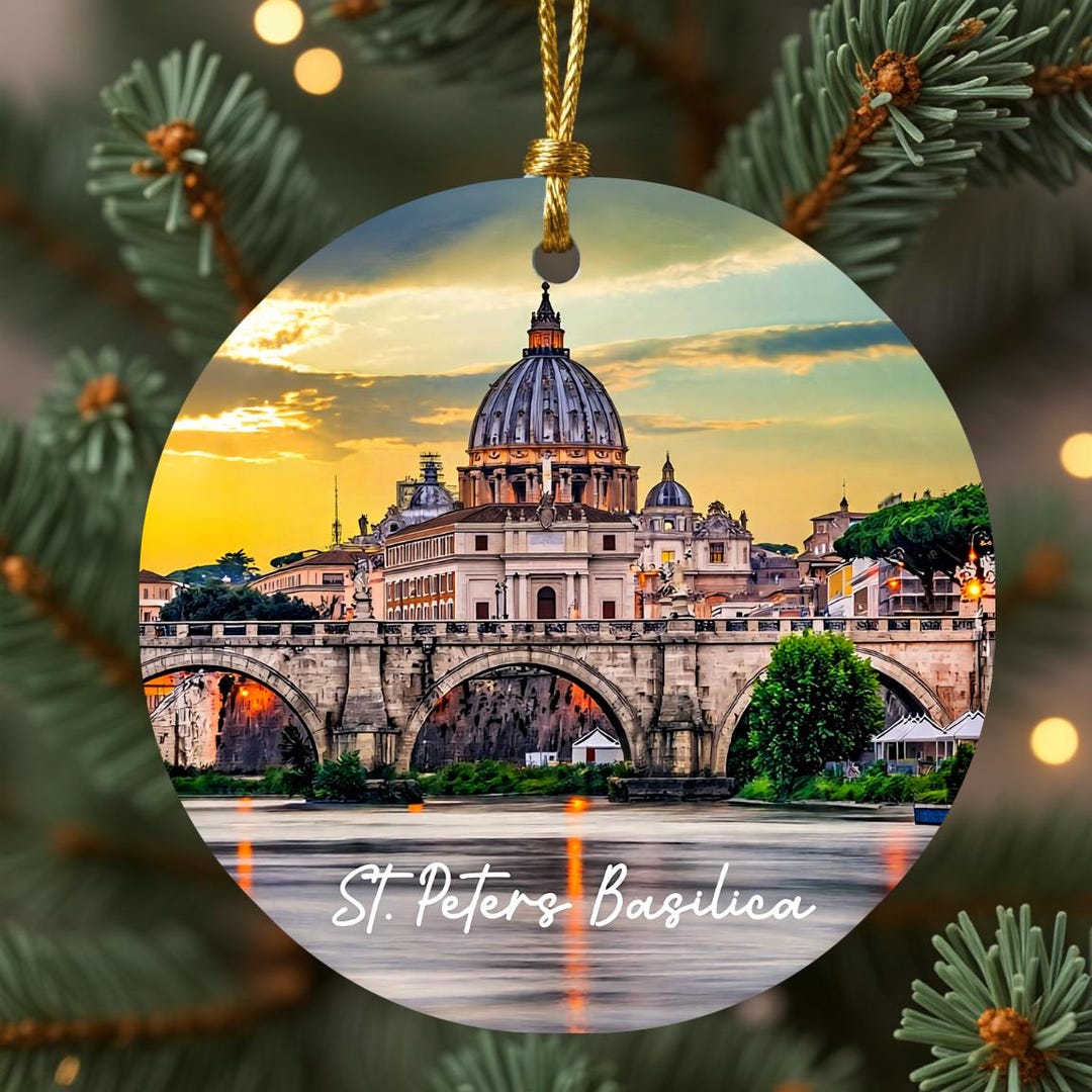 St Peters Basilica Rome Ornament, Round Ceramic Christmas Tree ...