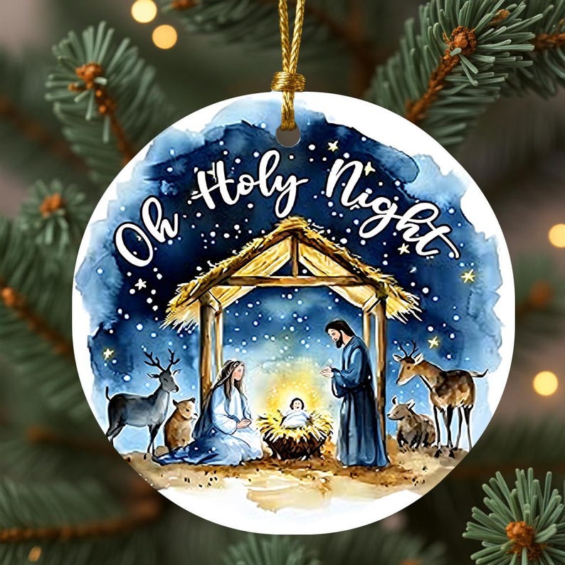 Oh Holy Night Nativity Ornament, Ceramic Holy Family Christmas Tree ...
