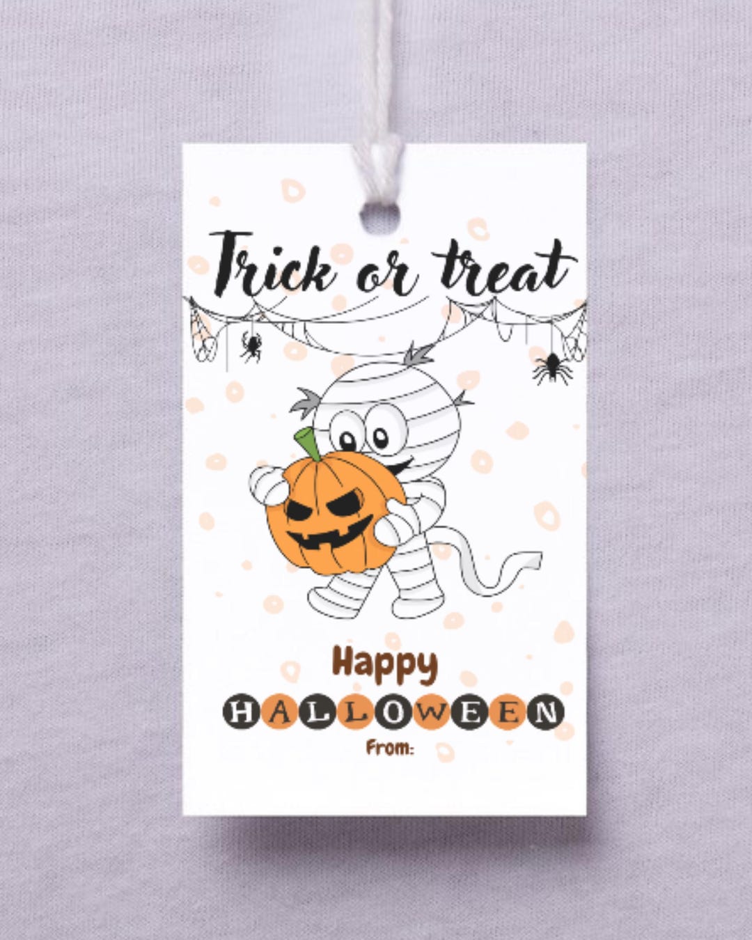 Printable Halloween Gift Tag, Trick or Treat Tag, DIY Party Favor Label ...