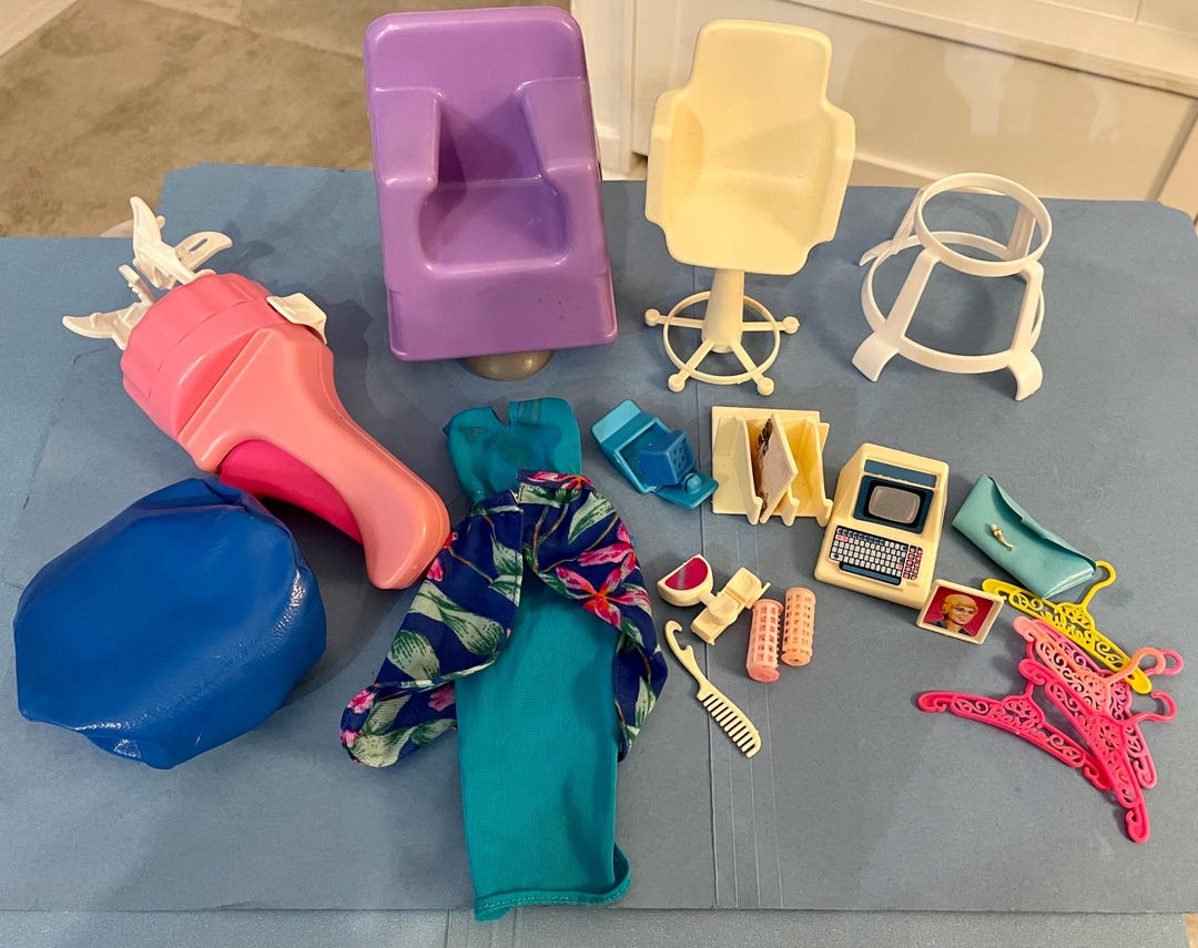 Large Lot Vintage Barbie Beauty Parlor Furniture & Accessories Lot, 23 ...