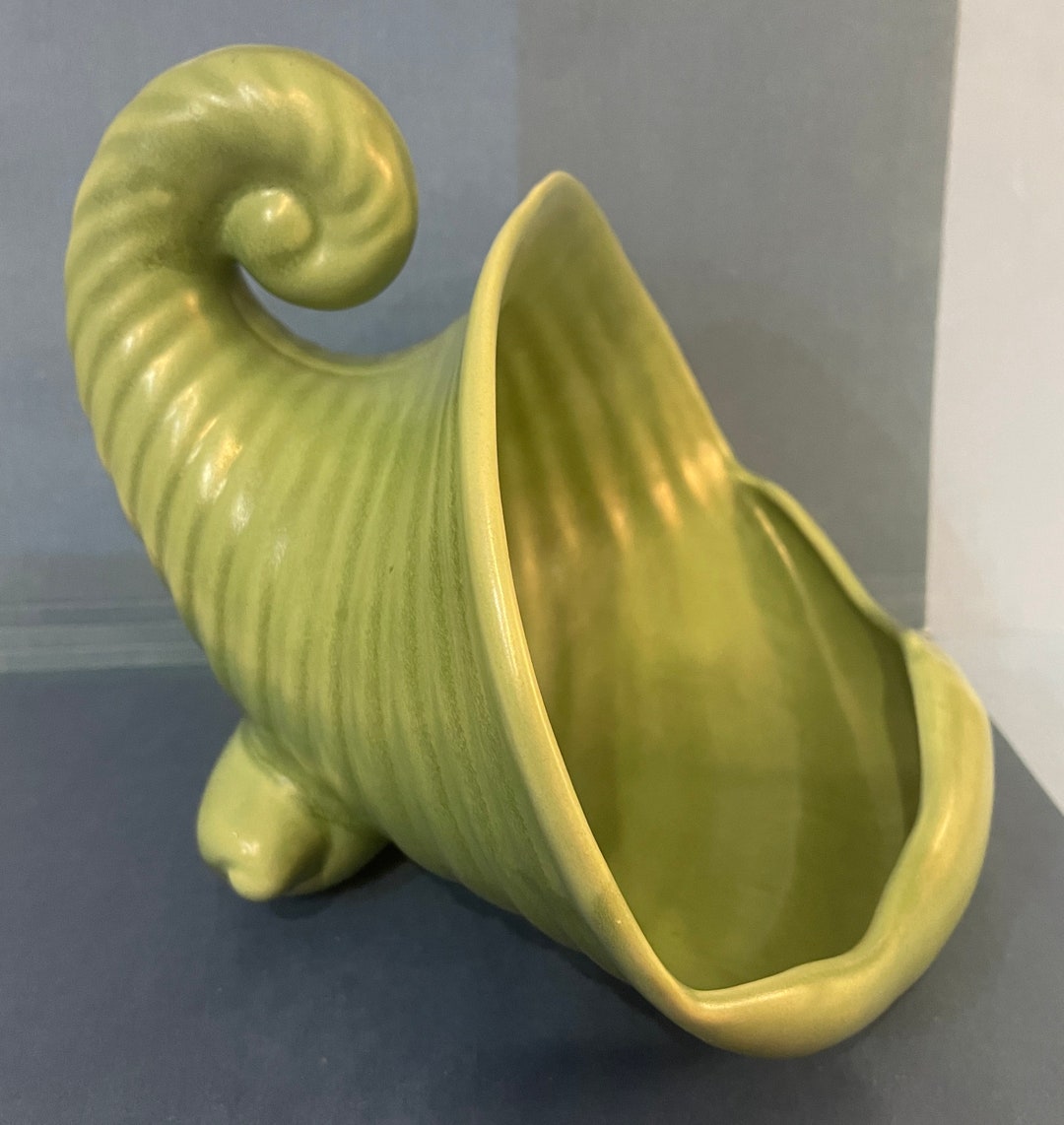 Fabulous Vintage MCM Camark Pottery Large Green Cornucopia Planter MOD ...