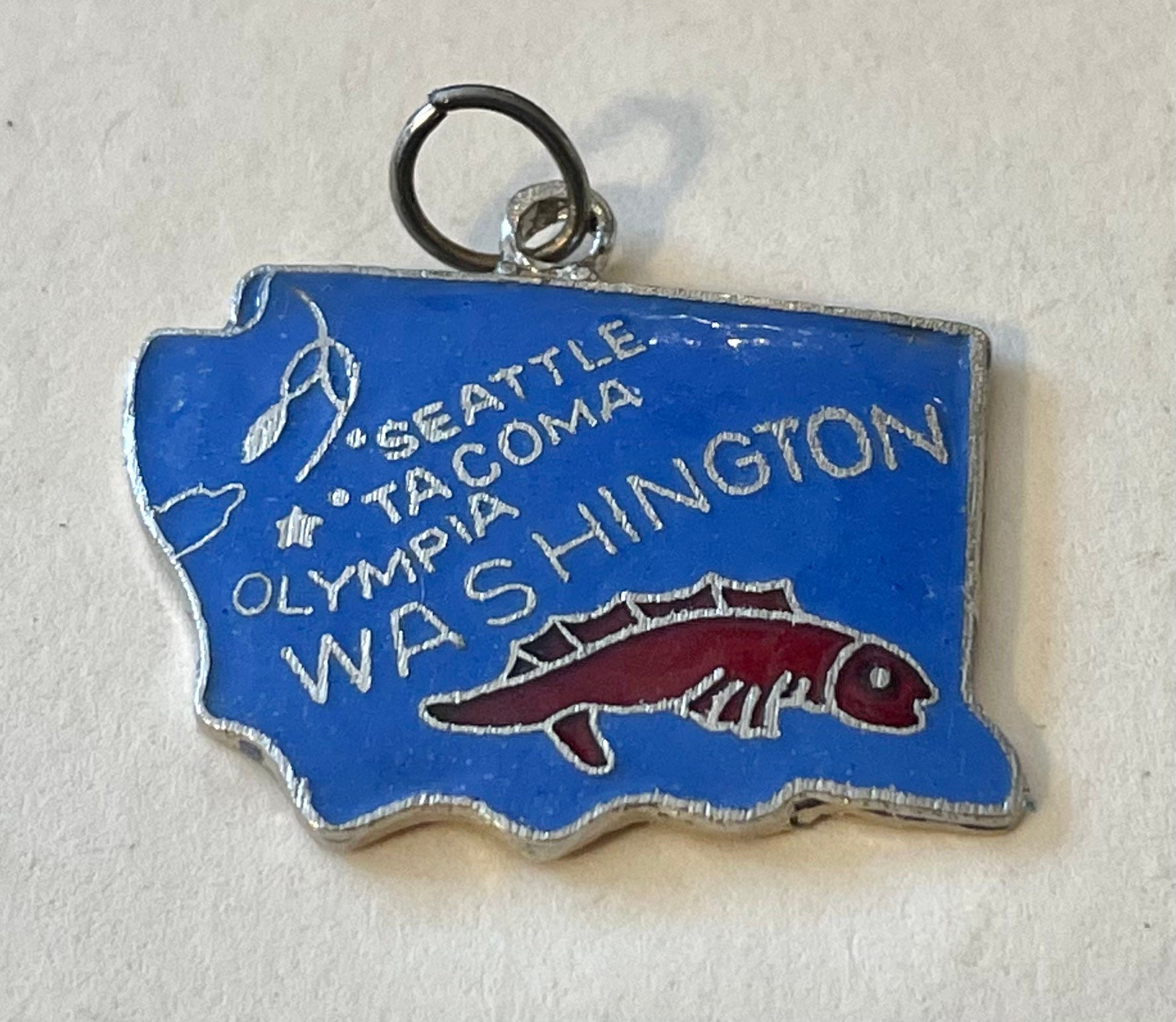 Vintage Sterling Silver Enamel Washington State Charm - Etsy