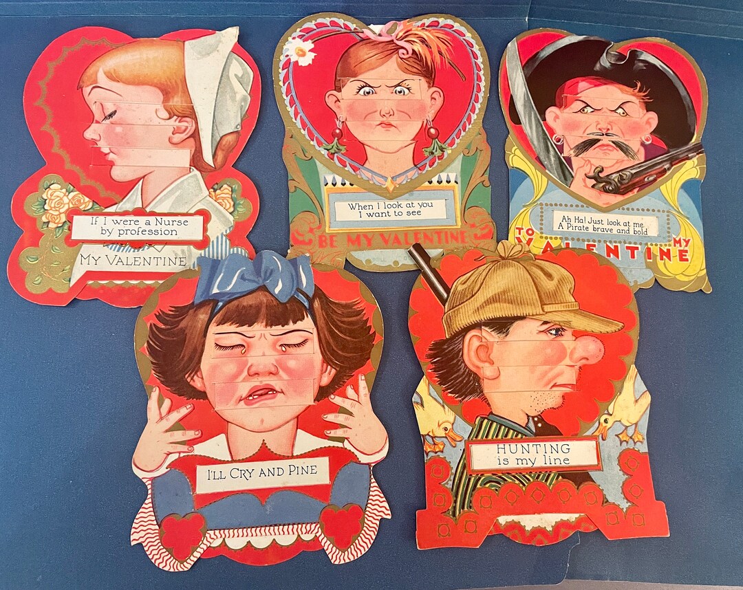 Last One: Fabulous Vintage Pull-tab Changing Faces VALENTINE, Hunter ...