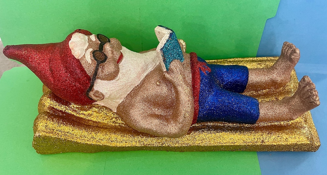 Ino Schaller Elf Gnome Dwarf on Pool Float, Hand Decorated, Garden ...