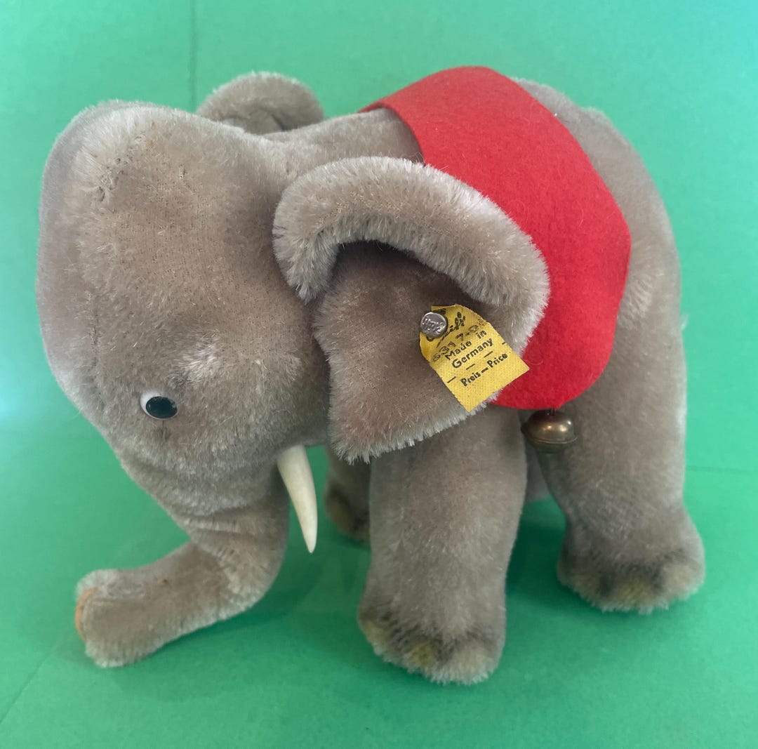 Vintage Steiff German Mohair Elephant, Original Steiff, 1950s, 6317/00 ...
