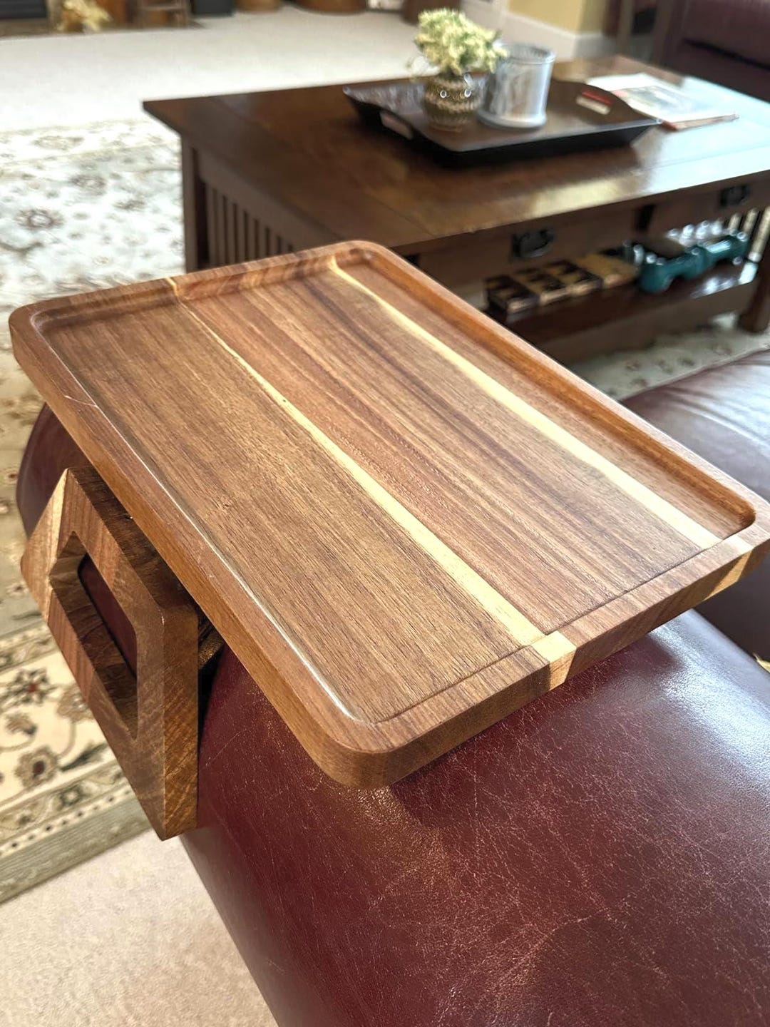Acacia Wood Couch Arm Tray, Folding Sofa Table, Clip-on Armrest Tray - Etsy