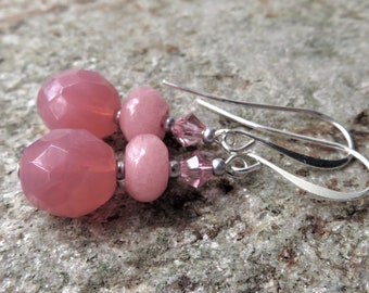 Pink Jade Earrings - Etsy