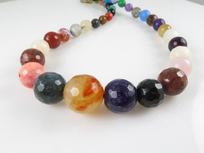 Chunky gemstone necklace multi colored jewelry one of a | Etsy