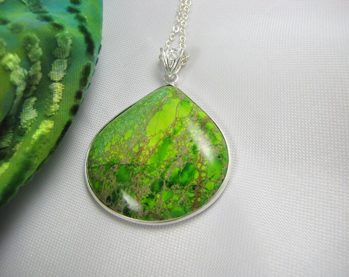 Cool Neon Green Sterling Silver Gemstone Pendant - Etsy