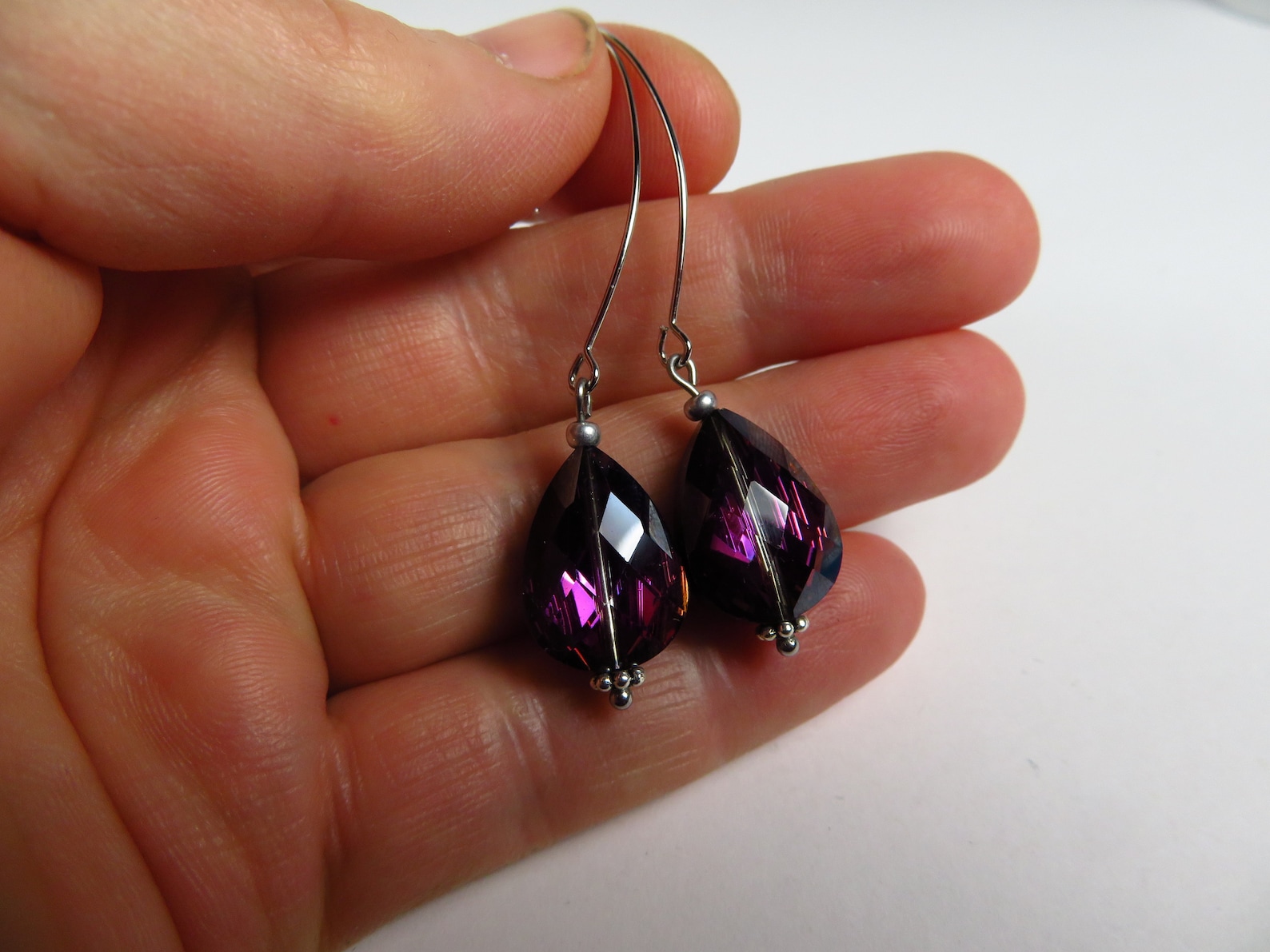 Long Purple Earrings - Etsy