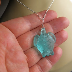 Sea Glass Turtle Pendant Mint Green Sea Life Jewelry - Etsy